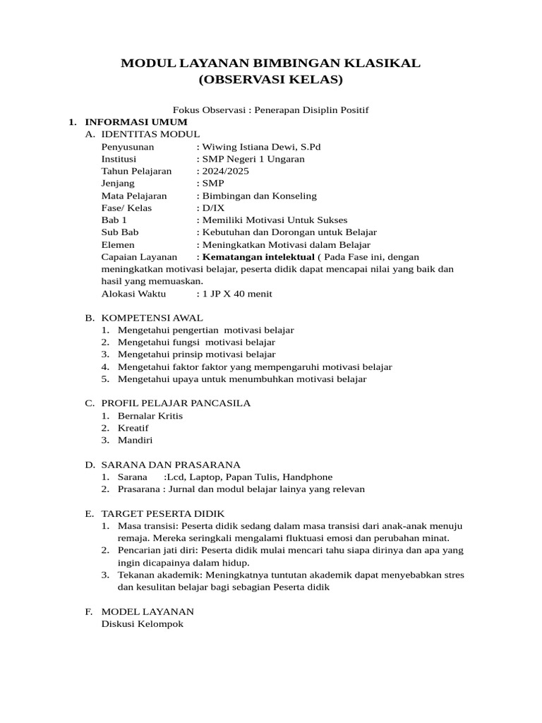 Modul Layanan Observasi | PDF