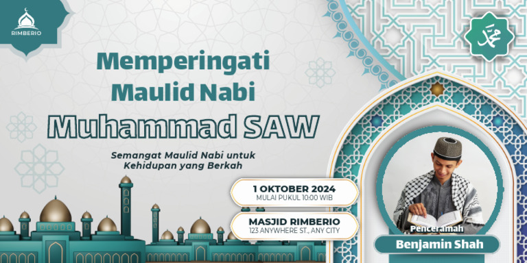 Biru Dan Putih Modern Maulid Nabi Banner | PDF