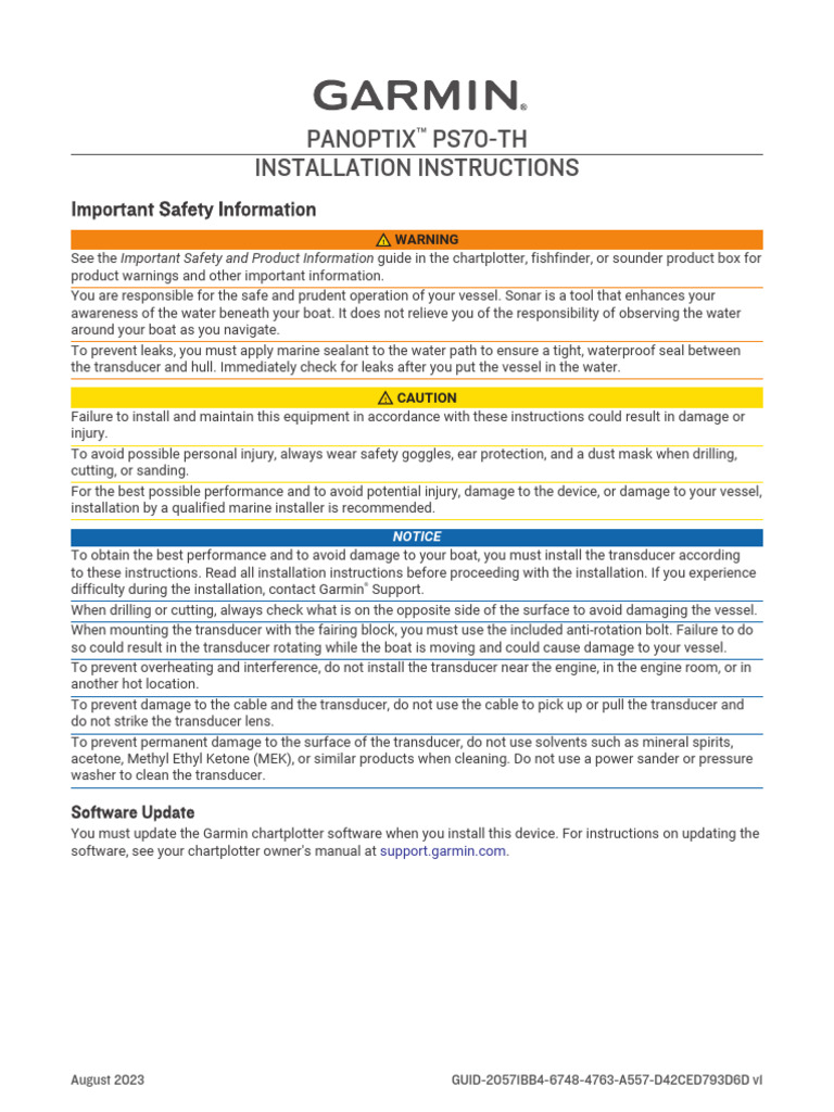 Panoptix_PS70_Thru-Hull_Transducer_Install_EN-US | PDF | Fiberglass | Screw