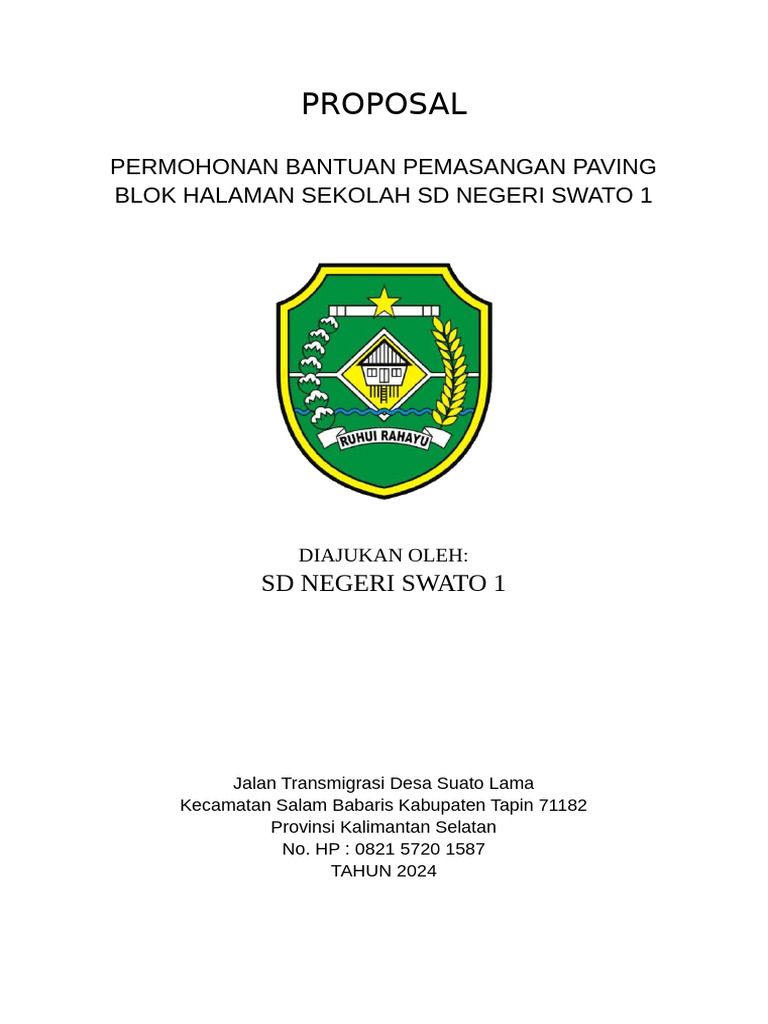 Proposal Paving Lapangan SDN Swato 1 | PDF