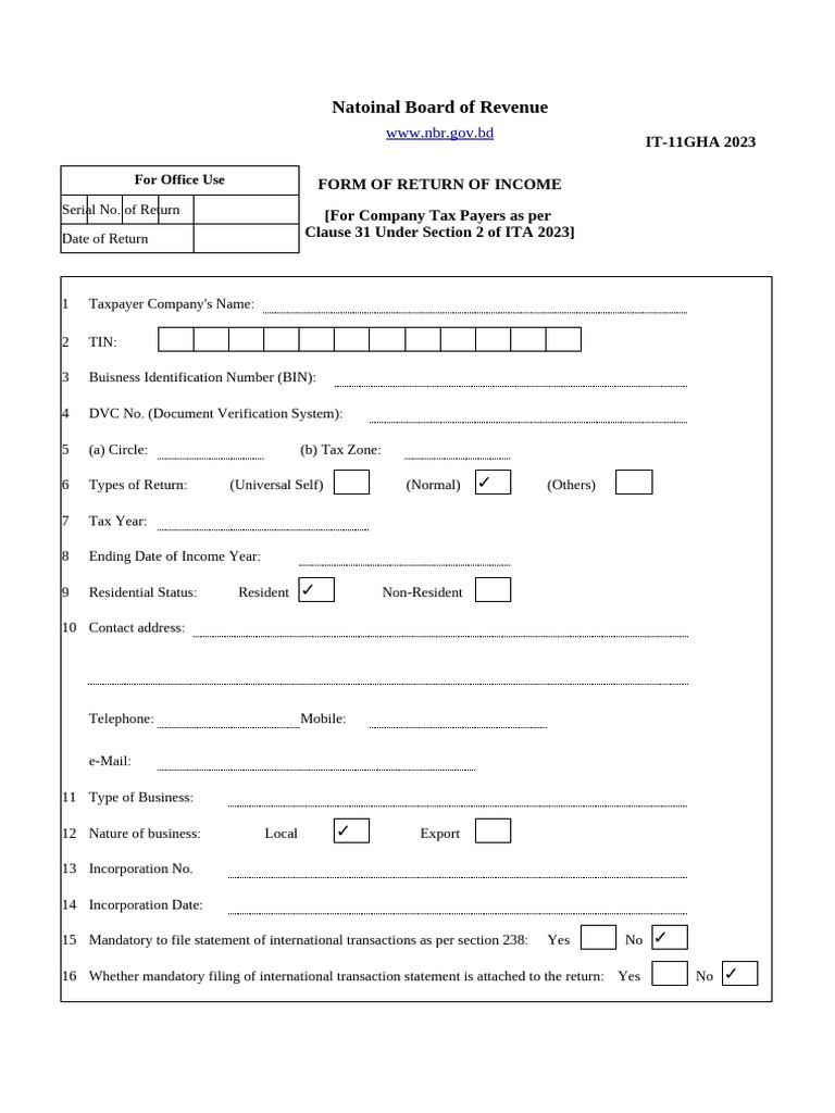 IT-11 GHA 2023 Income Tax Return Form | PDF | Taxes | Expense
