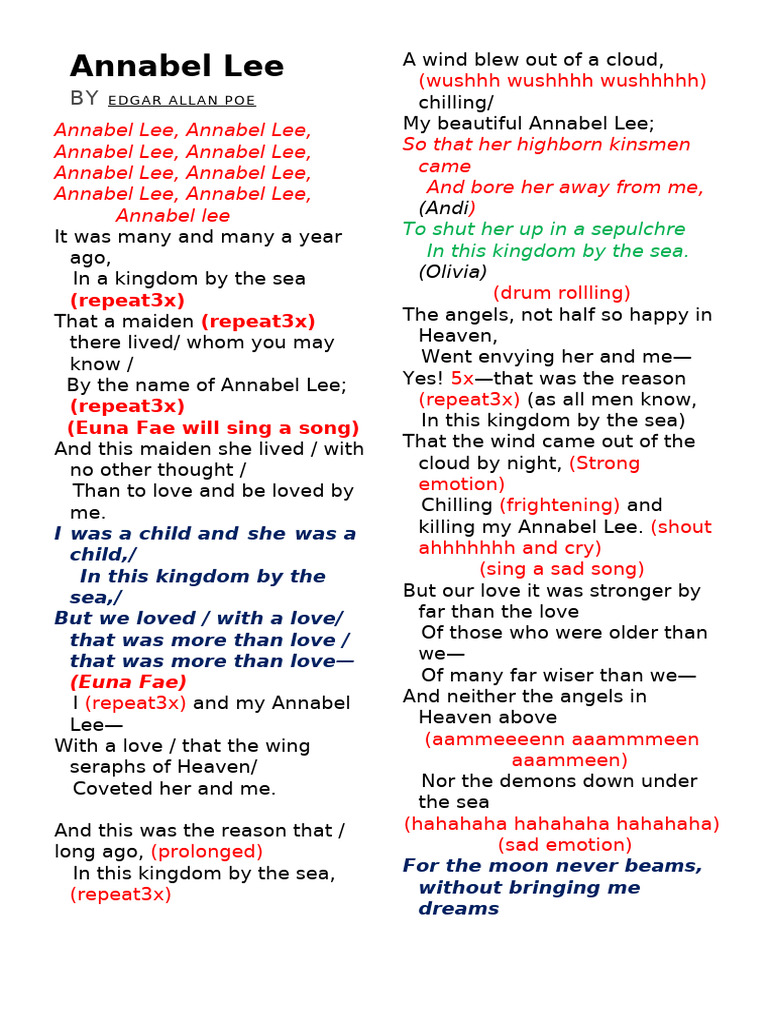 Annabel Lee piece | PDF | Poems