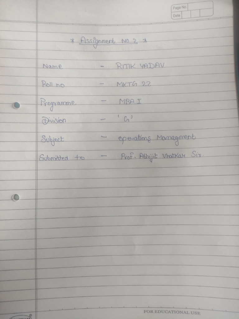 OM Assignment 2 | PDF