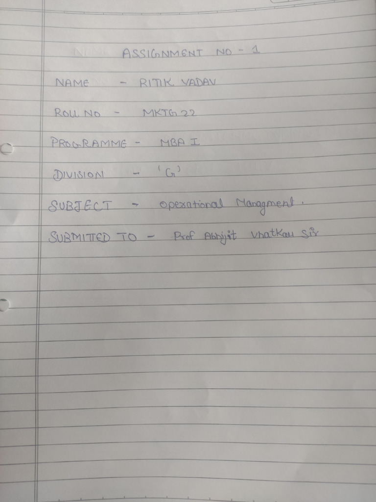 OM Assignment 1 | PDF