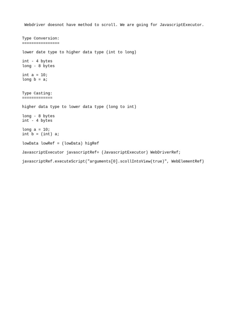 JavaScriptExecutor for Scrolling | PDF
