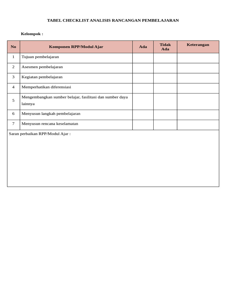 Checklist Modul Ajar | PDF