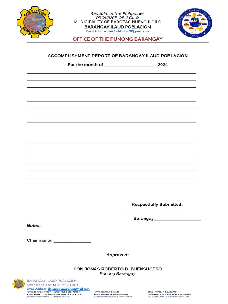 accomplishment report form 2023 | PDF