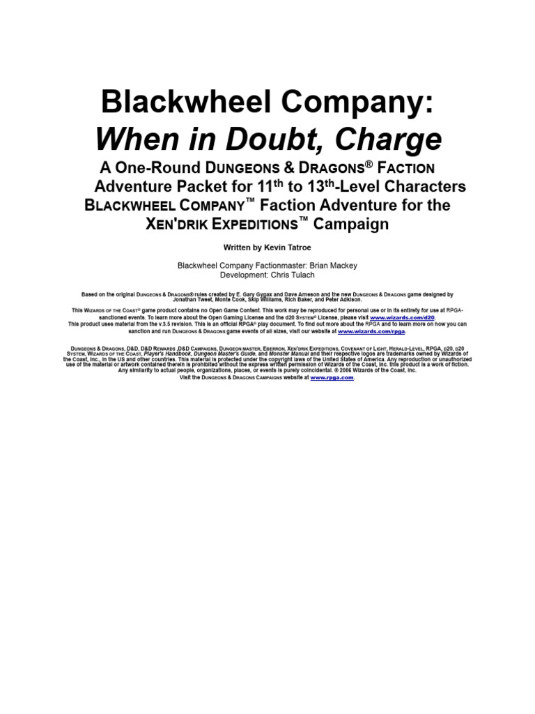 BWC-11 When in Doubt, Charge | PDF | Dungeons & Dragons | D20 System