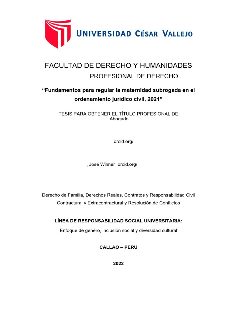 Facultad de Derecho Y Humanidades: Escuela | PDF | Subrogación | Tecnología de reproducción asistida