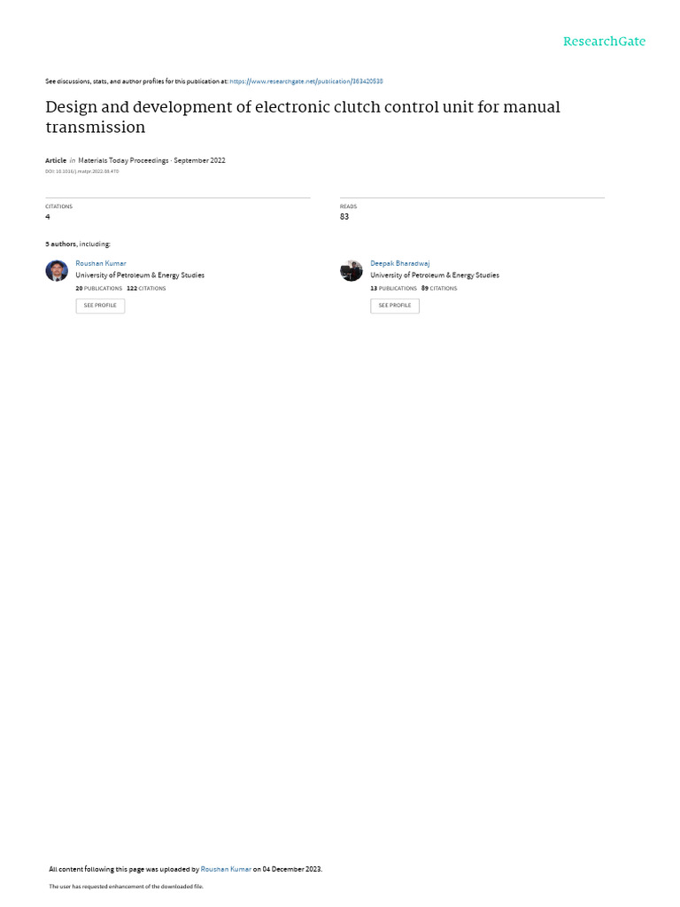 Design and Development of Electronic Clutch Control Unit For Manual ...