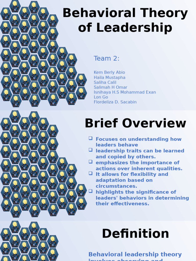 Behavioral Theory PPT Final | PDF | Leadership | Psychological Concepts