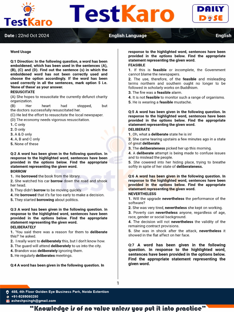 English Language - English - 22nd Oct 2024 | PDF