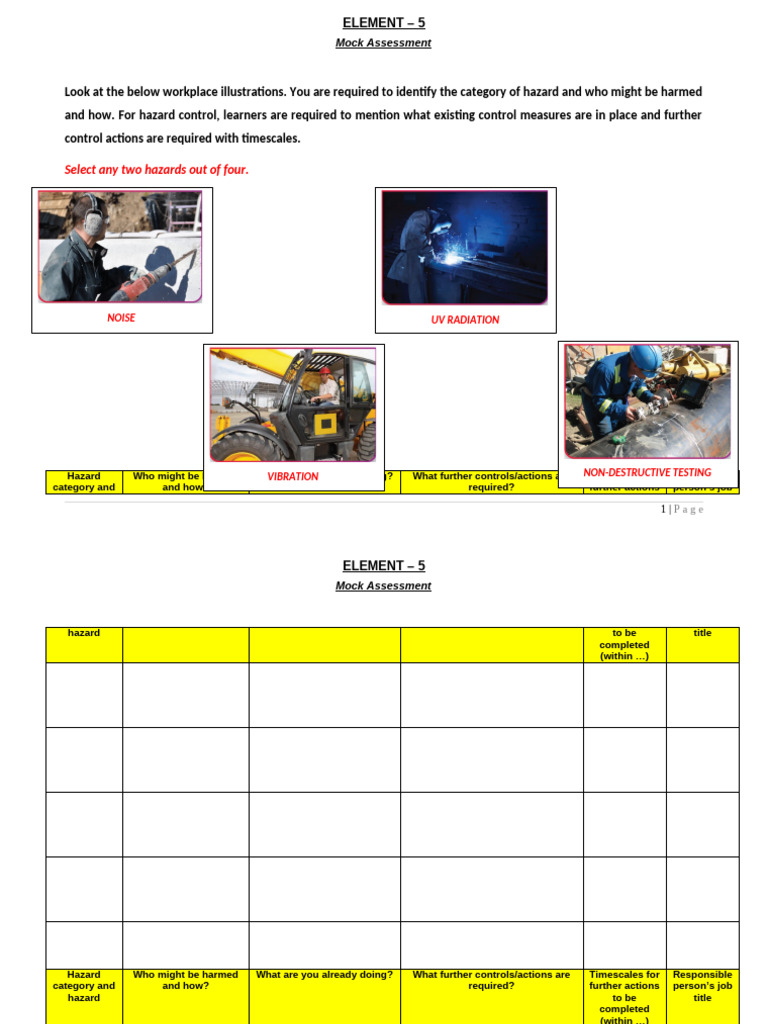 IG2 - Element 5 - Mock Assessment | PDF | Occupational Safety And ...