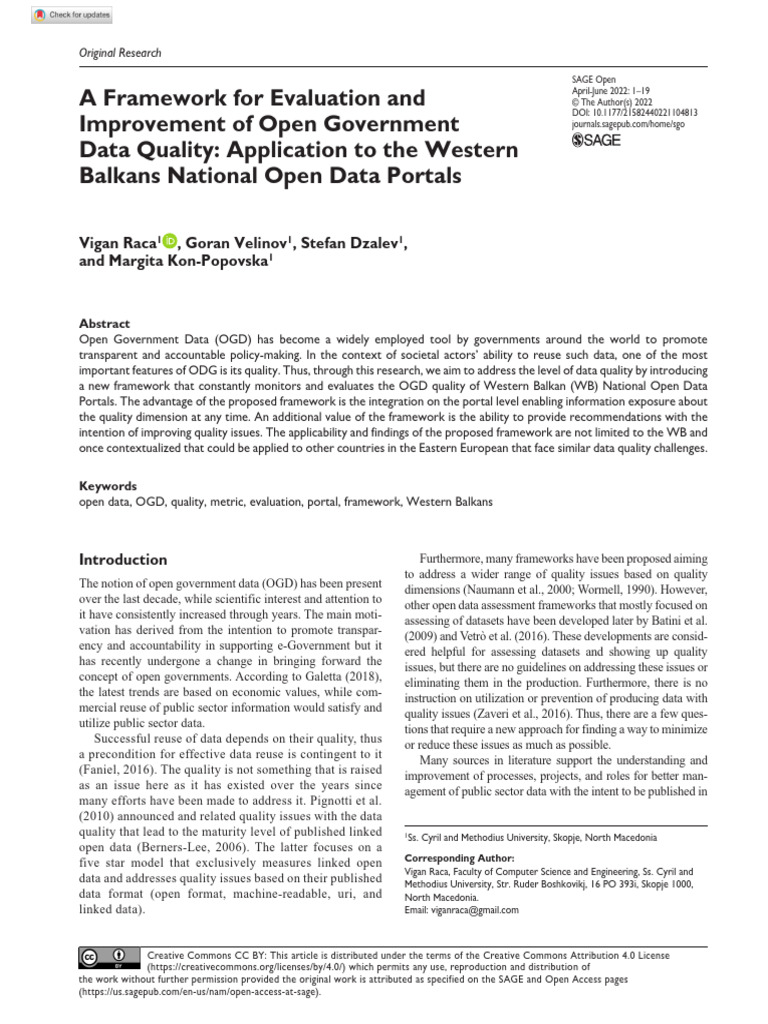 Evaluating Open Data Quality in Western Balkans | PDF | Data Quality | Data