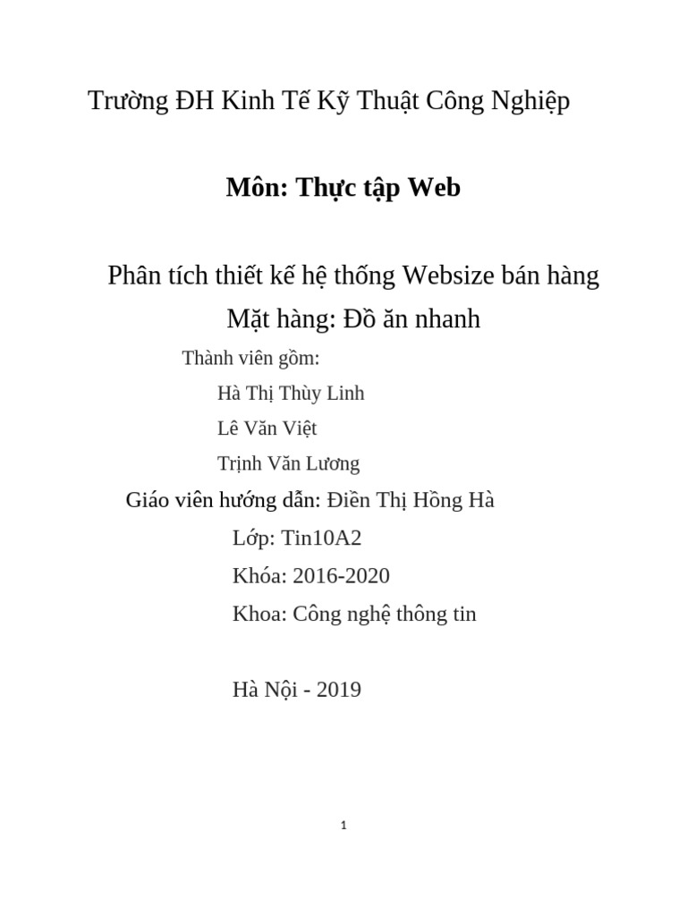 PTTKHT Web Bán Đ Ăn Nhanh | PDF
