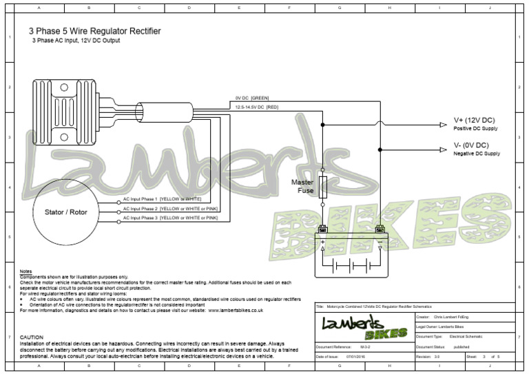 3 Phase 5 Wire REGULATOR RECTIFIER Wiring Diagram | PDF | Rectifier ...