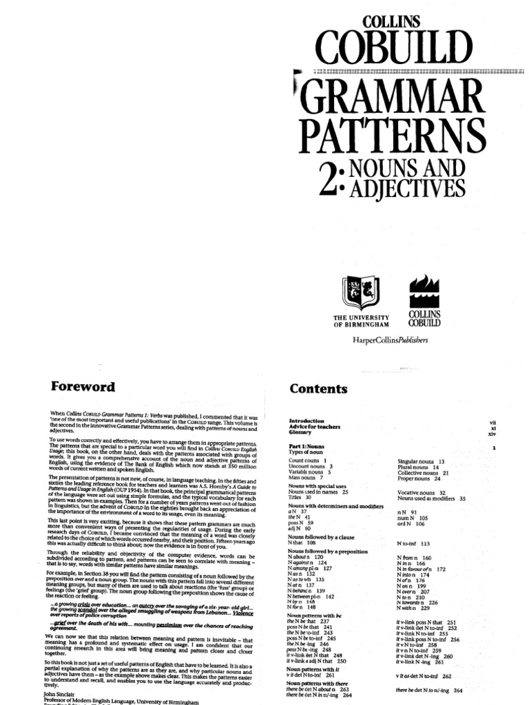 Collins Cobuild Grammar Patterns. 2, Nouns and Adjectives (PDFDrive) | PDF
