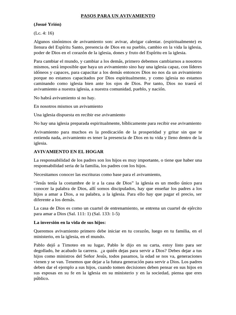 4 Pasos para Un Avivamiento | PDF | Biblia | Cristo (título)