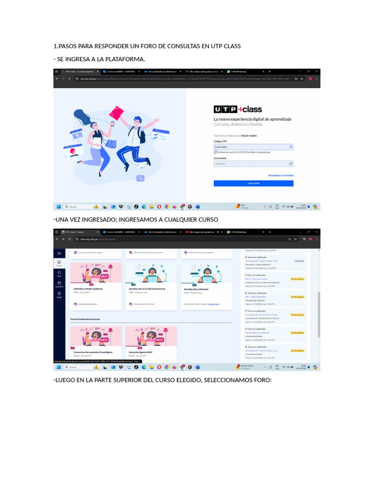 1.pasos para Responder Un Foro de Consultas en Utp Class - Se Ingresa A ...