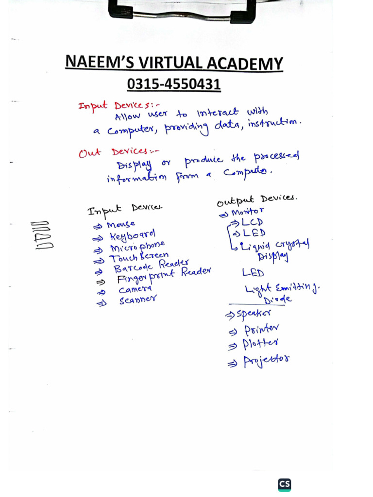 Lec 4 Input and Output Devices | PDF