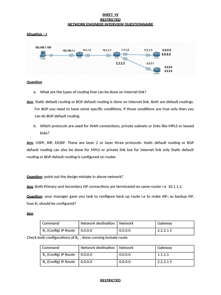 Interv Q Sheet 4 | PDF | Routing | Router (Computing)