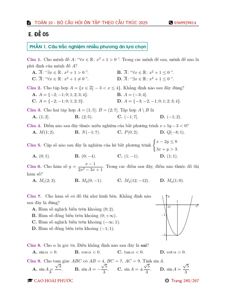 Đề 5 GK1 10 | PDF