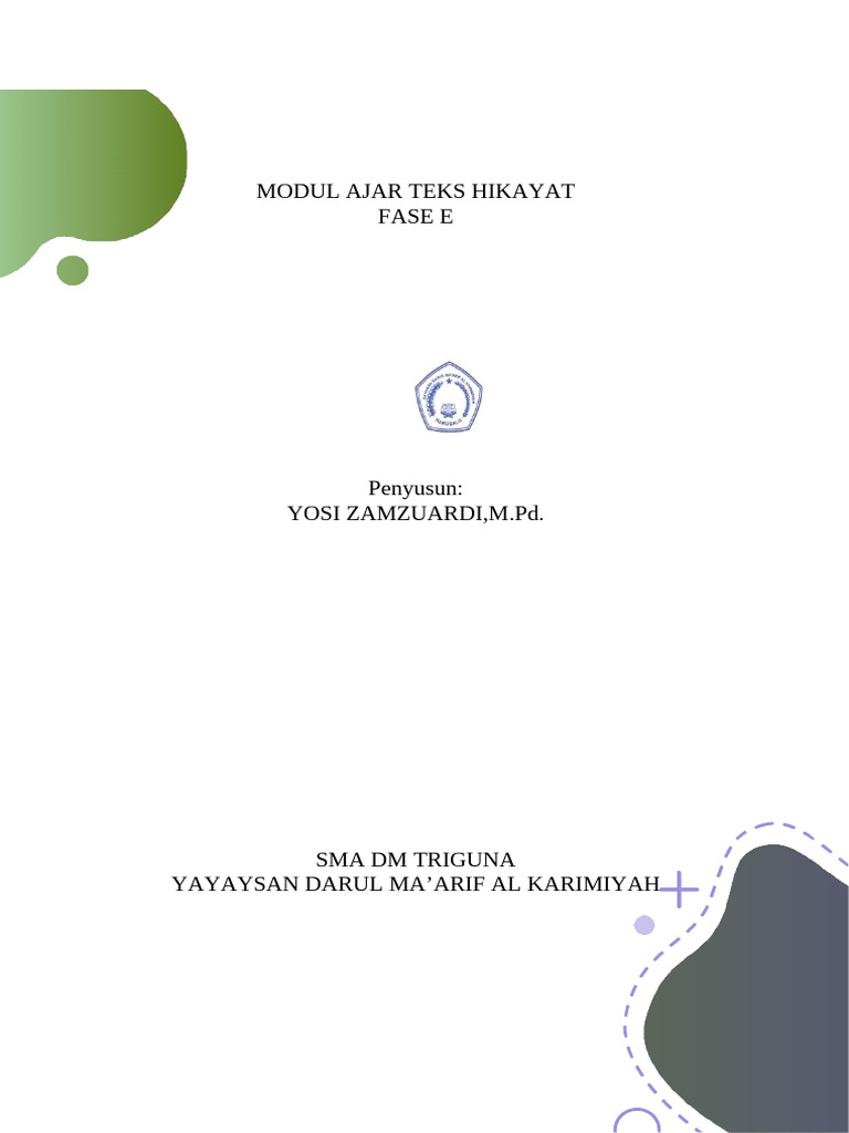 Modul Ajar Teks Hikayat Kelas X | PDF | Sains & Matematika