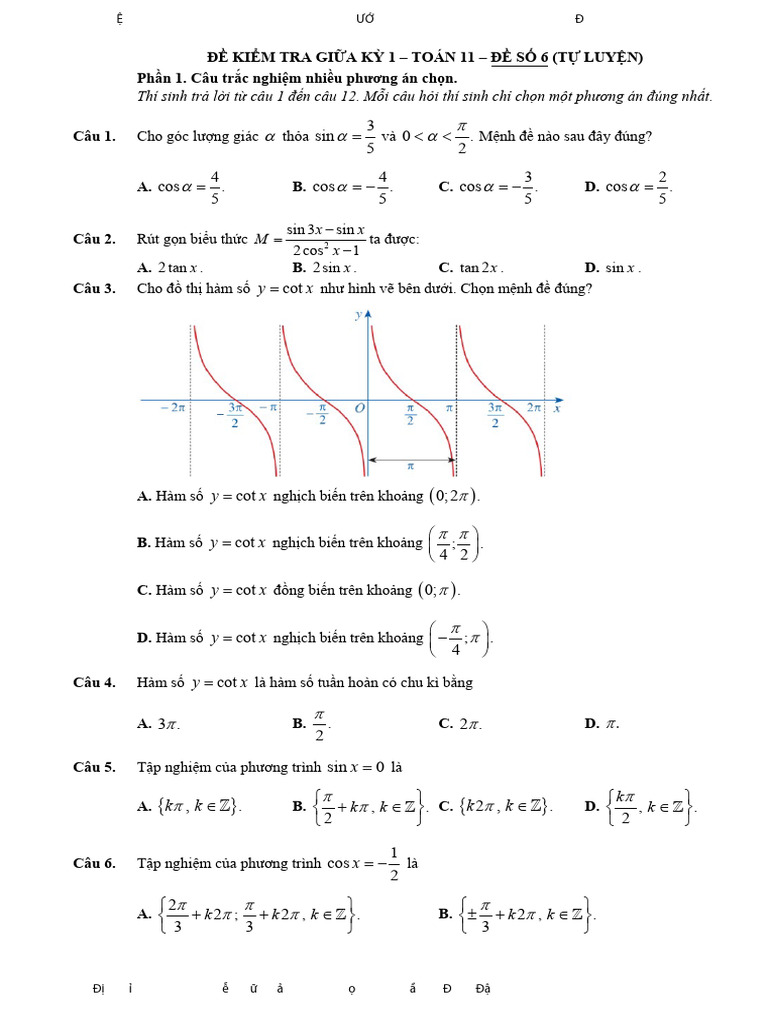 Đề Số 6,7 GK1 11 | PDF