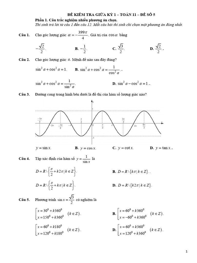 Đề Số 5 GK1 11 | PDF