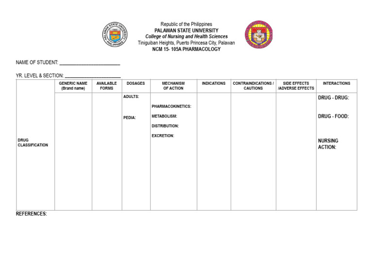 Pharmacology - Drug Study FORM (A4) | PDF | Self-Improvement