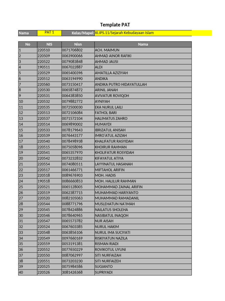 Template PAT-XI - IPS.11-Sejarah Kebudayaan Islam | PDF
