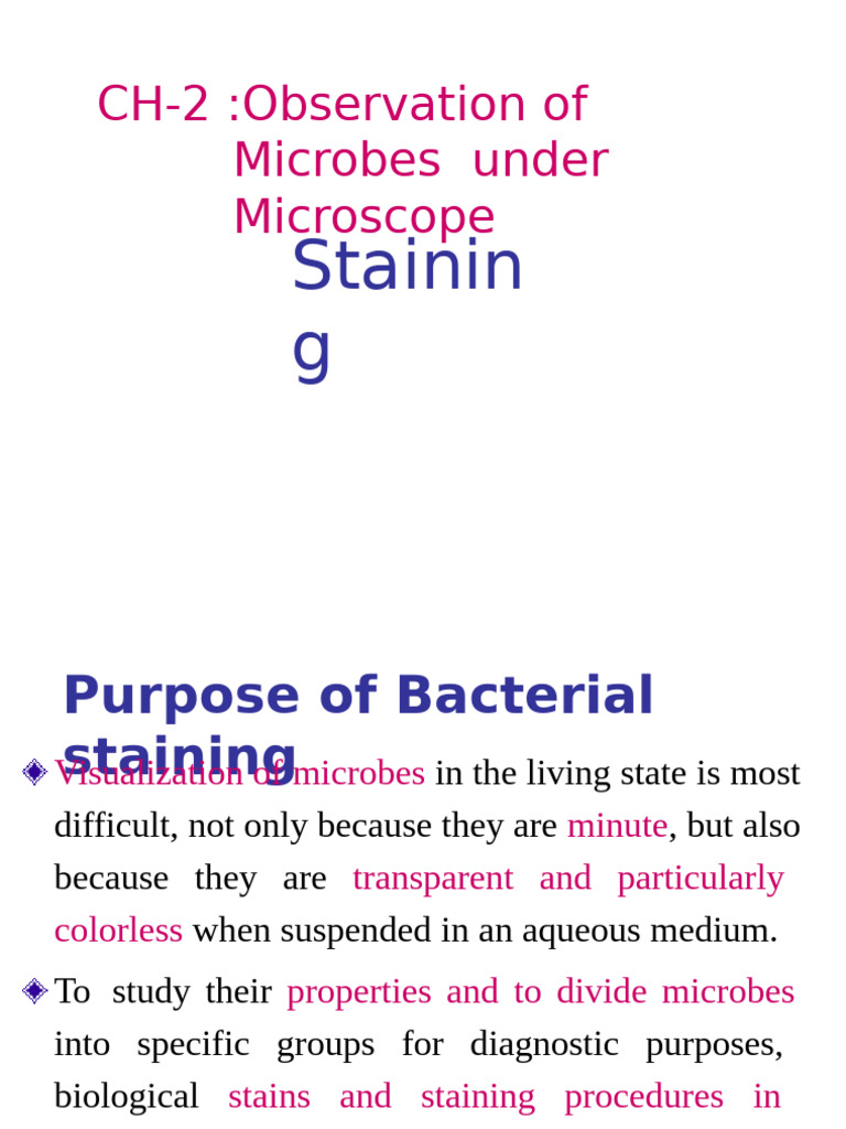 Basic Tech. in Micro. - Lec 3 (Observation Under Microscope 1) | PDF | Staining | Dye