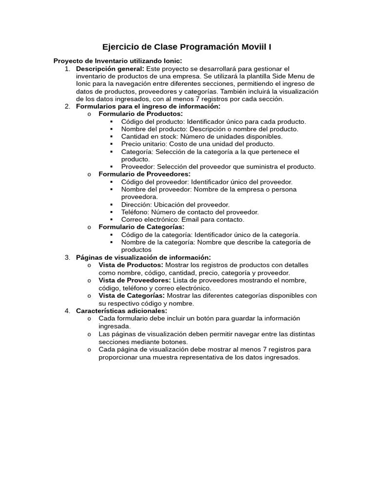 Ejercicio Clase Programacion Movil I | PDF | Informática