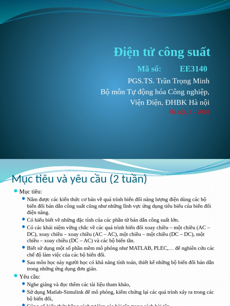 Điện Tử Công Suất Cơ Bản - Modau - PE - 1 | PDF