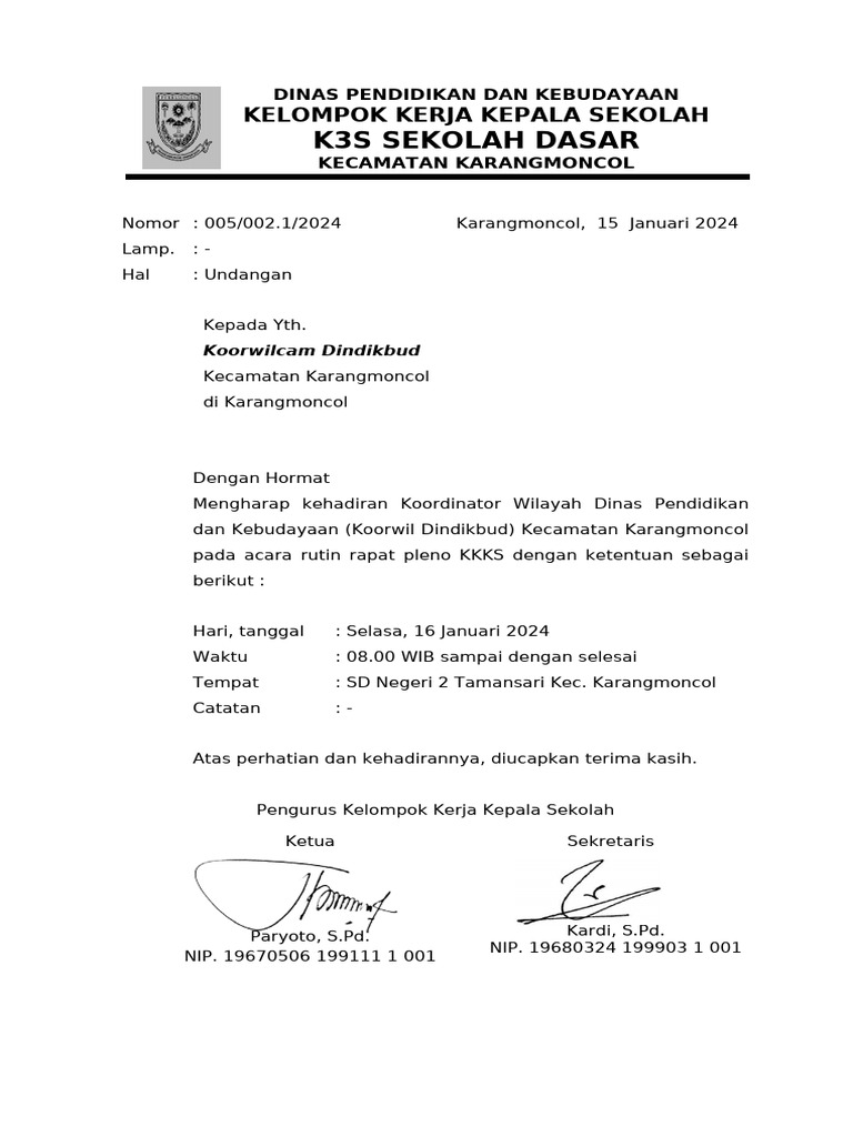 UNDANGAN K3S Jan.2024 | PDF