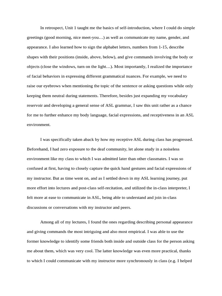 Linh Le - ASL - Comparative Reflection | PDF | American Sign Language ...