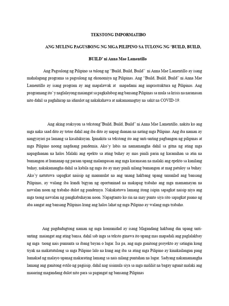 Tekstong Impormatibo | PDF