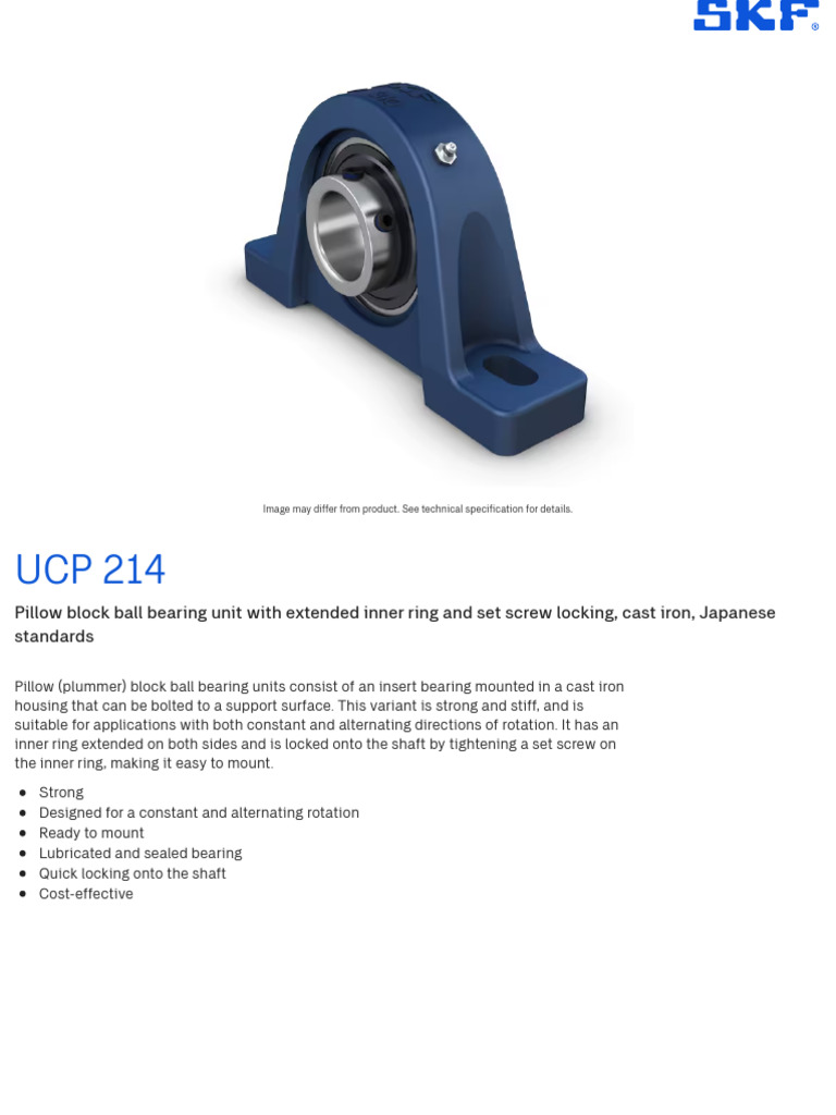 UCP 214 - Ball Bearing Units _ SKF | PDF | License | Screw