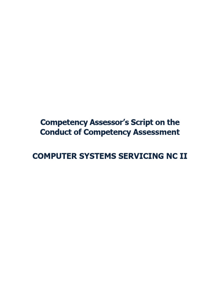 Detailed CSS NC Ii Assessor Script | PDF