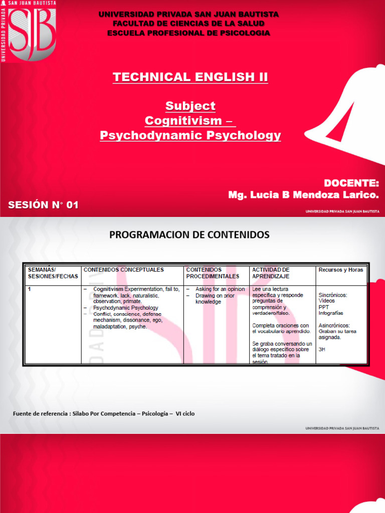 Class 1 - Tech2-Psico - Cognitive | PDF | Id | Psychodynamics