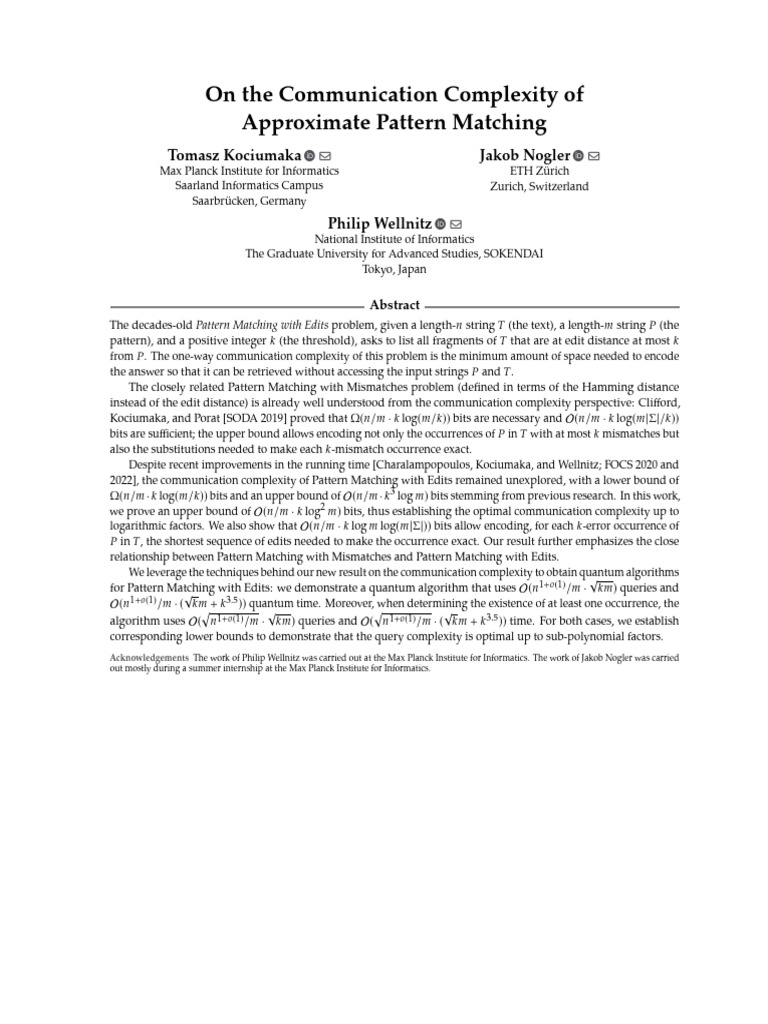Communication Complexity of Edits | PDF | Quantum Computing ...