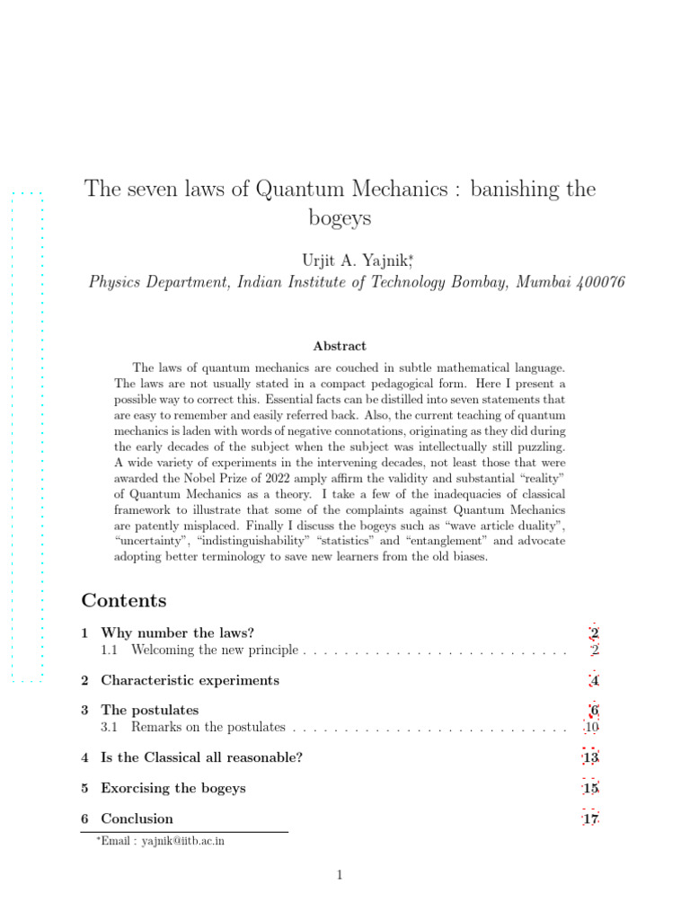 The Seven Laws of Quantum Mechanics: Banishing The Bogeys | PDF | Quantum Mechanics | Photon
