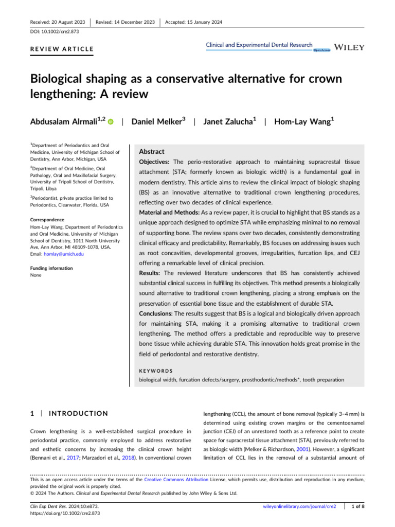 Biological Shaping As A Conservative Alternative For Crown Lengthening ...