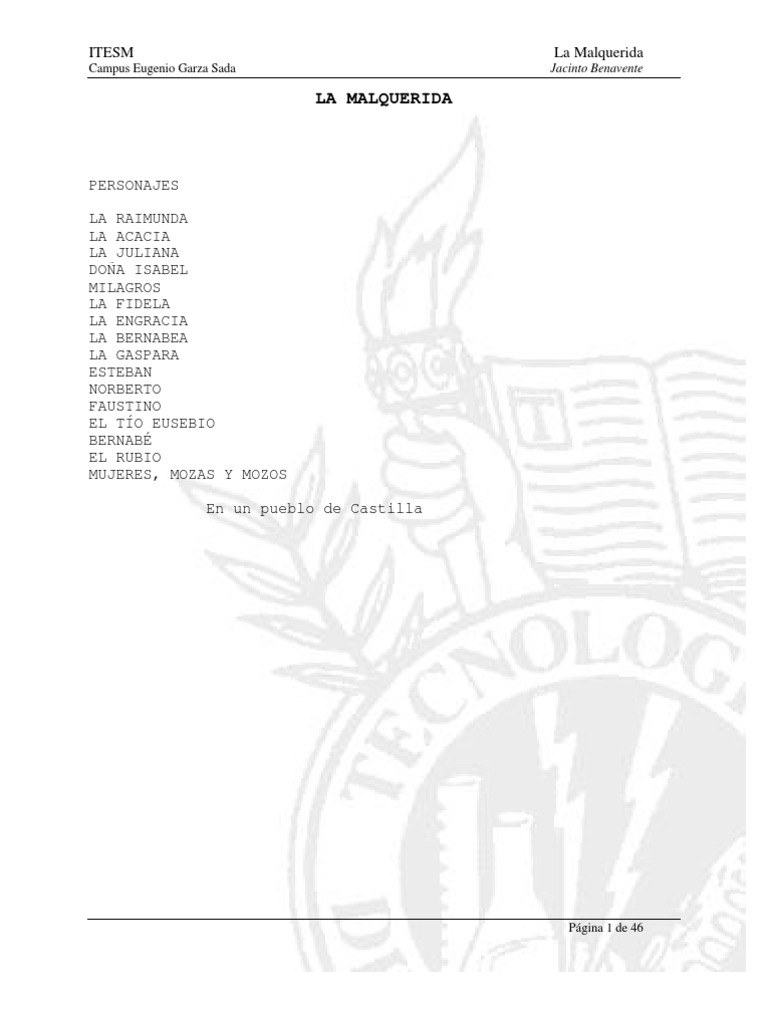 Benavente La Malquerida | PDF | Purgatorio | María, madre de Jesús