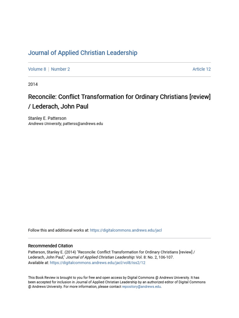 Reconcile Conflict Transformation For or | PDF