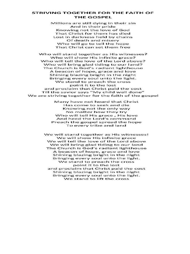 STRIVING TOGETHER FOR THE FAITH | PDF