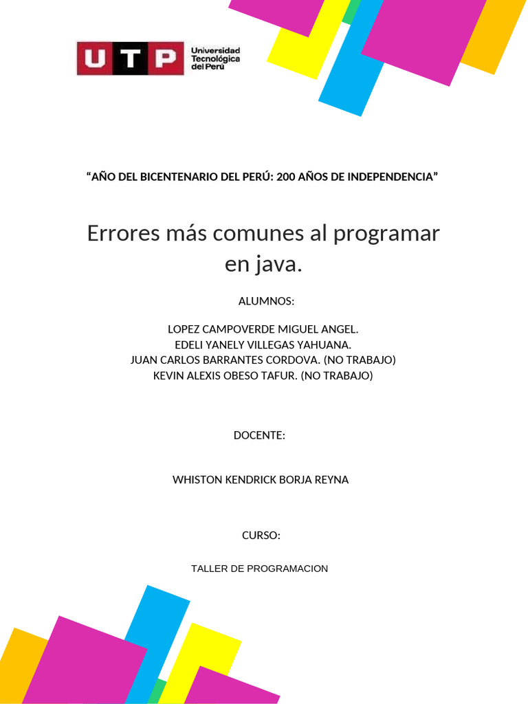 Taller de Programacion | PDF | Lenguaje de programación | Java (lenguaje de programación)