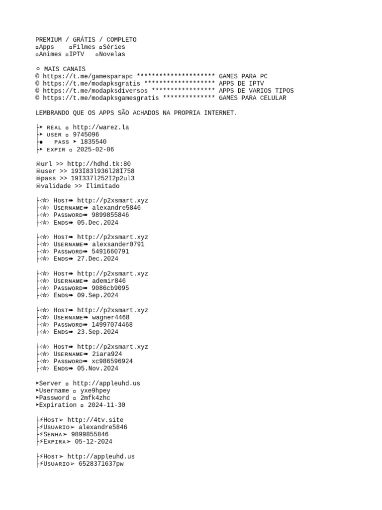 Lista Grátis de IPTV 2025 | PDF | User (Computing) | Domain Name System