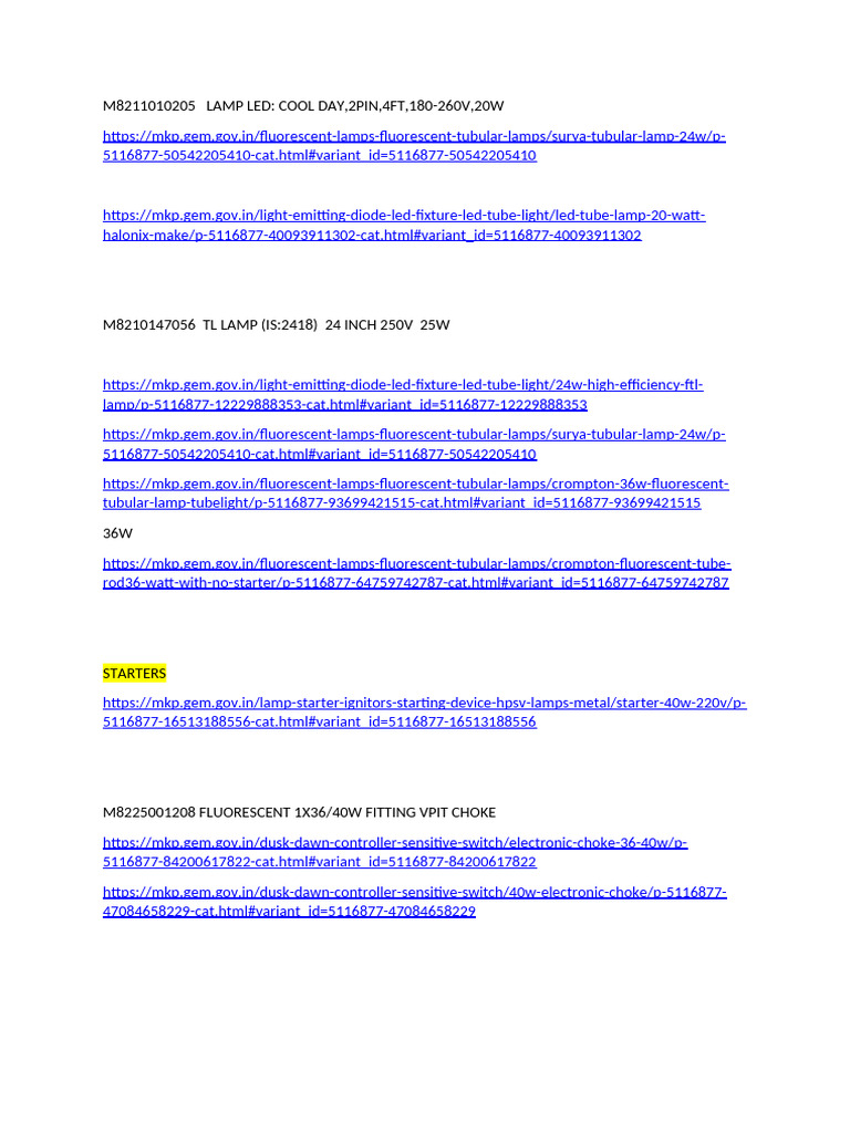 GeM URL Link 20W tube | PDF