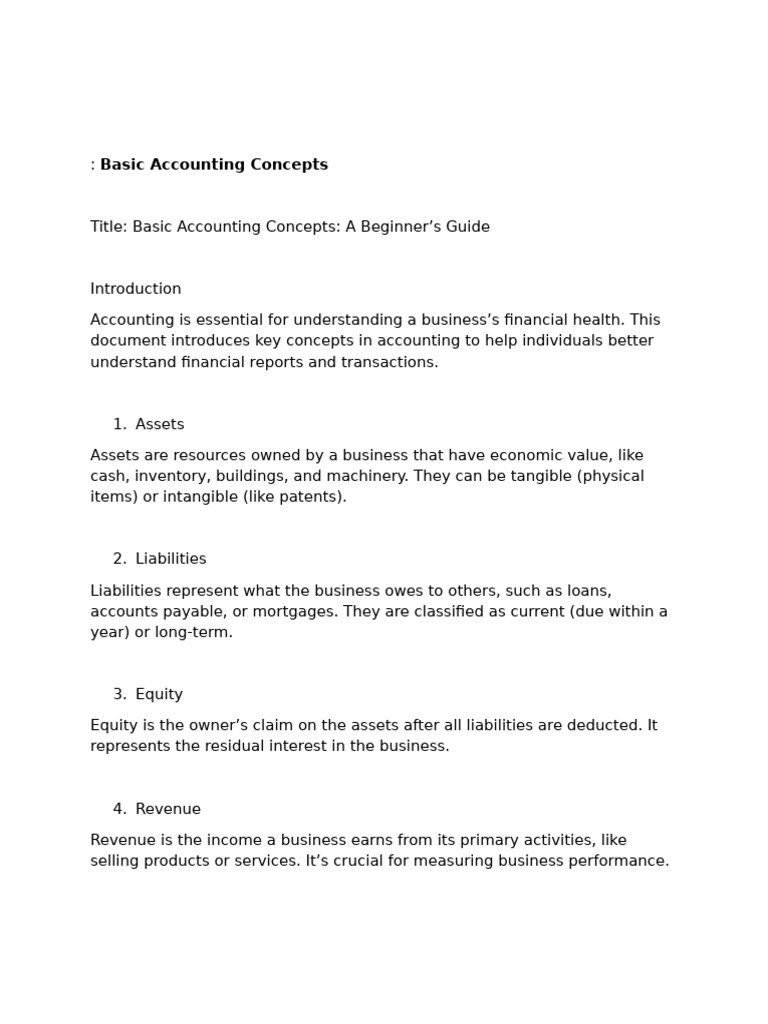 Basic Accounting Concepts | PDF